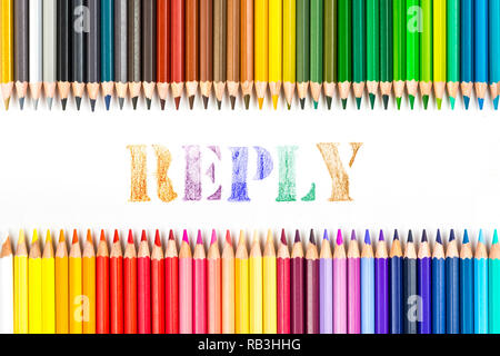 Reply drawing by colour pencils Stock Photo - Alamy