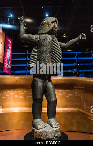 West Africa, Benin, Abomey. French sign explaining the history of King ...