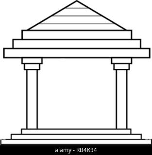 Abstract outline drawing, modern storehouse with concrete stair vector ...