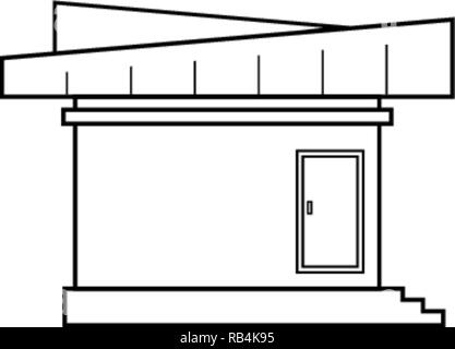 Abstract outline drawing, modern storehouse with pyramid shape vector ...