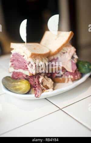 Kosher deli combination sandwich pastrami corned beef tongue cole slaw ...