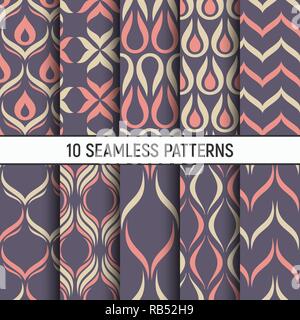 Set of ten seamless patterns. Abstract geometrical trendy vector ...