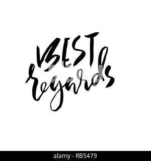 Best Regards hand drawn lettering. Handwritten calligraphy vector ...