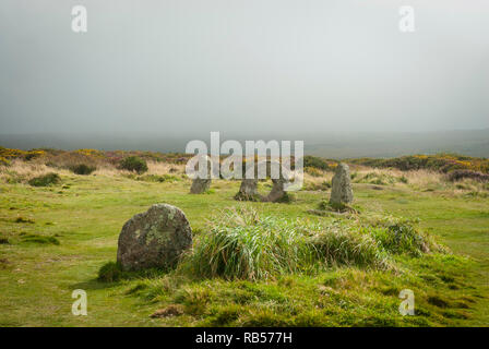 The standing stone of Men-An-Tol a fertility monument in Cornwall Stock ...