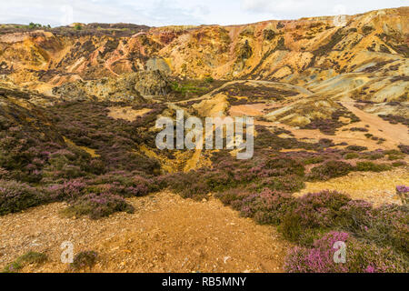 Different coloured rocks in ex copper mine area. Parys Mountain, Amlwch ...