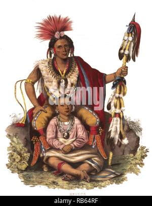 engraving of a 19th century Native American trapper on a horse Stock ...