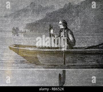 Experiment to measure the velocity of sound in water. These ...