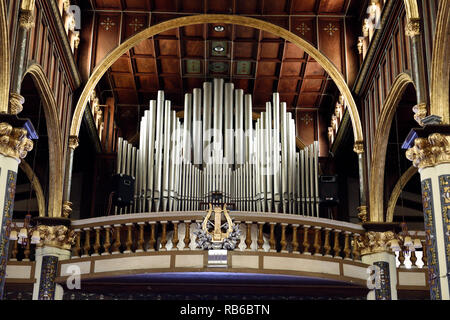 Interior view, organ, basilica and pilgrimage church of St. Anna Stock ...