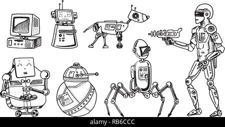 Evolution of robots Stages of androids development Robots infographic set Flat vector ...