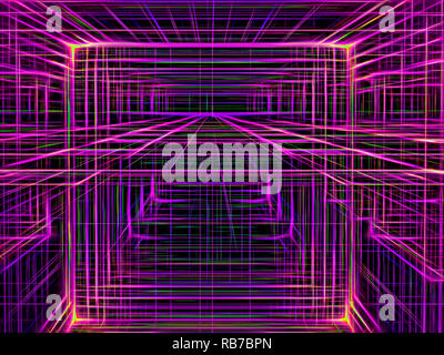 Glowing neon tunnel, Abstract neon lines science fiction background, 3d ...