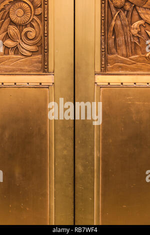 Brass elevator doors in a heritage building Stock Photo - Alamy