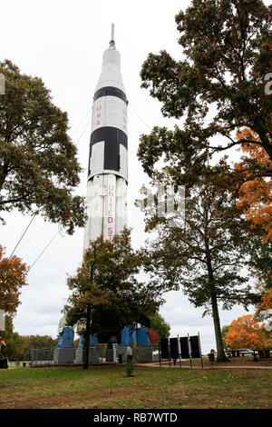 Saturn 1B rocket on display at a rest stop along i=65 in Alabama Stock ...
