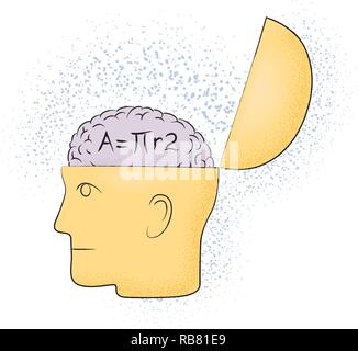 Symbolic drawing of a head and a mathematical thought Stock Vector ...