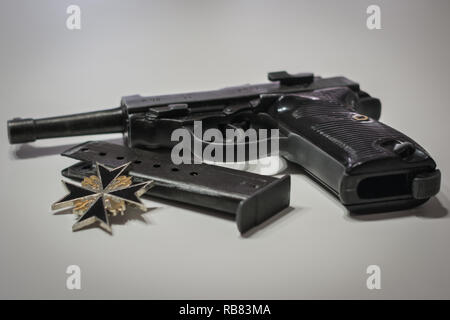 the nazi germany military automatic pistol, Walther P38. World war 2 ...