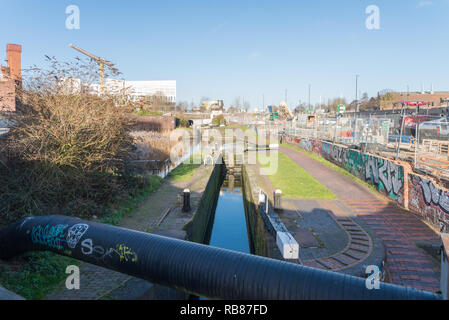 Digbeth Branch Canal running past Birmingham City University in ...