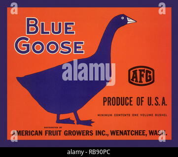 Blue Goose Label Stock Photo - Alamy