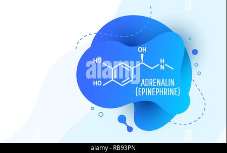 Adrenaline (adrenalin, epinephrine) neurotransmitter molecule. Used ...