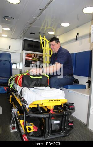 An ambulance with the Directorate of Emergency Services Fire Department ...