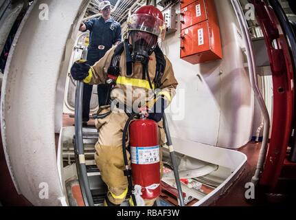 fire extinguisher in the engine room of a boat in australia Stock Photo ...