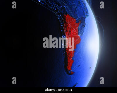 Argentina on blue digital planet Earth with network. Concept of ...