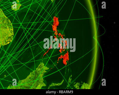 Philippines on digital planet Earth with network. Concept of ...