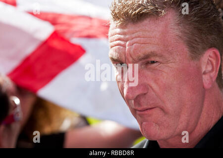 The EDL ( English Defense League) co-leader Kevin Carrol gestures ahead ...