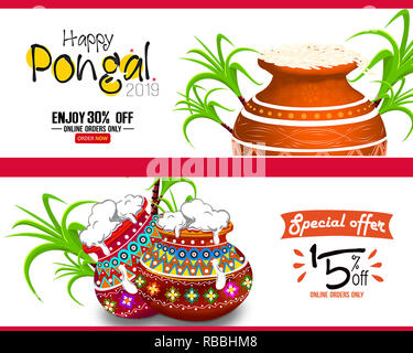 Pongal Festival Offer Banner Design Illustration, png designs Stock ...