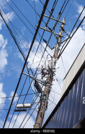 Electricity and telephone pole, Tokyo, Japan, Asia Stock Photo - Alamy