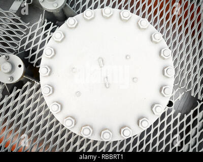 Rusty steel bolted hatch Stock Photo - Alamy