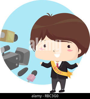 Illustration of a Kid Boy Wearing a Sash That Says Leader of His Class ...