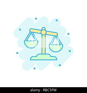 Scale comparison icon in comic style. Balance weight vector cartoon ...