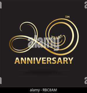 golden 20th anniversary logo and sign, gold celebration symbol Stock ...