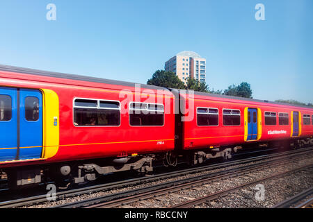 A blue and yellow British Rail express diesel locomotive train Stock ...