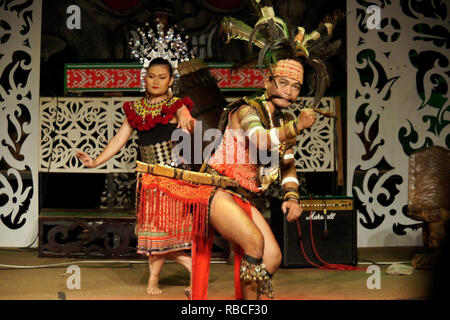 Iban culture dance at the Sarawak Culture Village in Kuching Malaysia ...