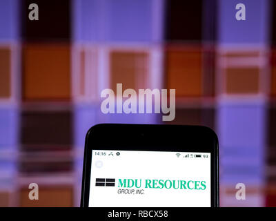 MDU Resources Construction company logo seen displayed on smart phone ...