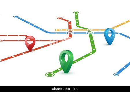 Realistic city metro map. Vector background illustration. Abst Stock ...