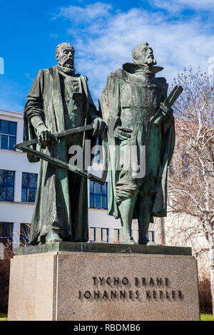 Czech Republic, Prague, Tycho Brahe et Johannes Kepler statue, two ...