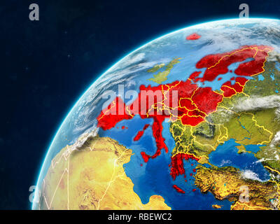 Schengen Area members Highlighted on 3D Earth model with water and ...