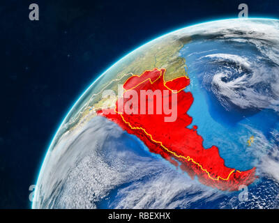 Southern Cone on planet Earth with country borders and highly detailed ...