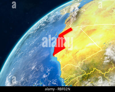 Western Sahara on realistic model of planet Earth with country borders ...