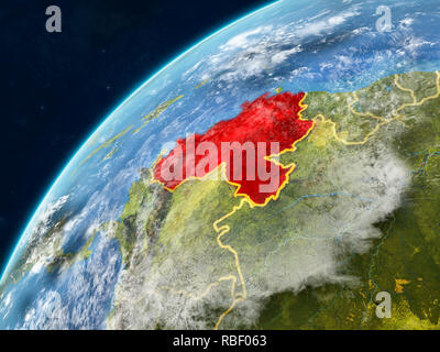 Venezuela on realistic model of planet Earth with country borders and ...