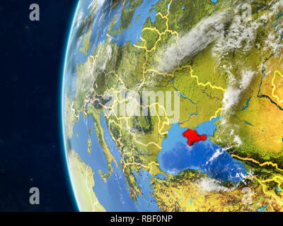 Crimea on model of planet Earth with country borders and very detailed ...