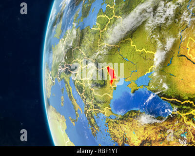 Moldova from space on model of planet Earth with country borders. 3D ...