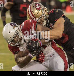 San Francisco 49ers linebacker Nick Martin looks at the backfield pre ...