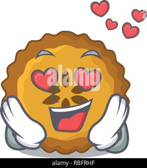 Apple pie cartoon character with love cute emoticon. Vector ...
