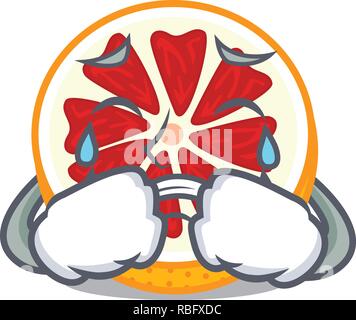 Grapefruit cartoon in character with sad expression. Vector ...