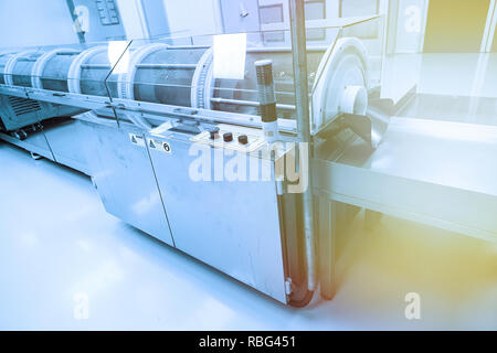 big steel chromed machine with control panel Stock Photo - Alamy