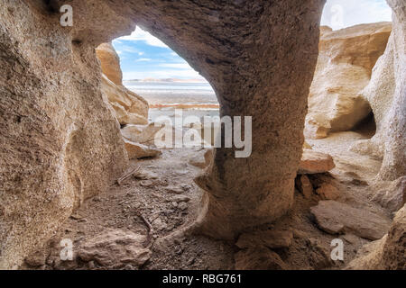 Cliffs near the shores of Lake Urmia, West Azerbaijan province, Iran ...