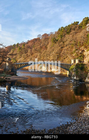 A listed cast iron Craigellachie Bridge on the river Spey near the ...