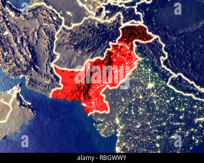 Pakistan from space on Earth surrounded by space with Moon and Milky ...